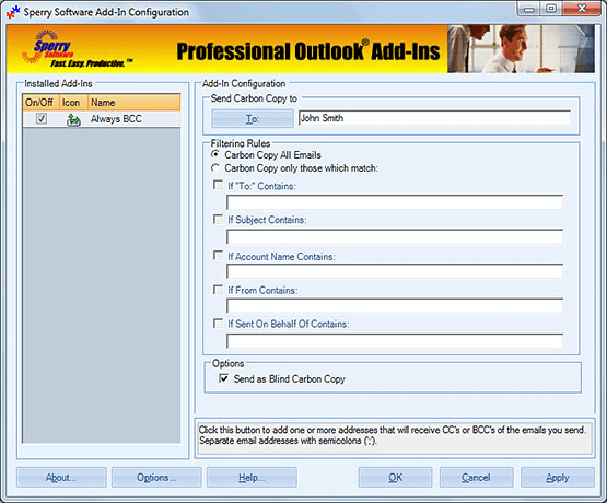 Always BCC - Tool to Automatically Add BCC to Outlook Emails