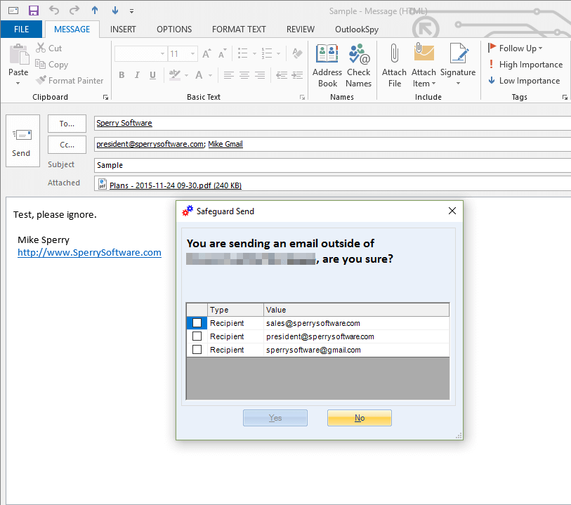 Safeguard Send - Sperry Software