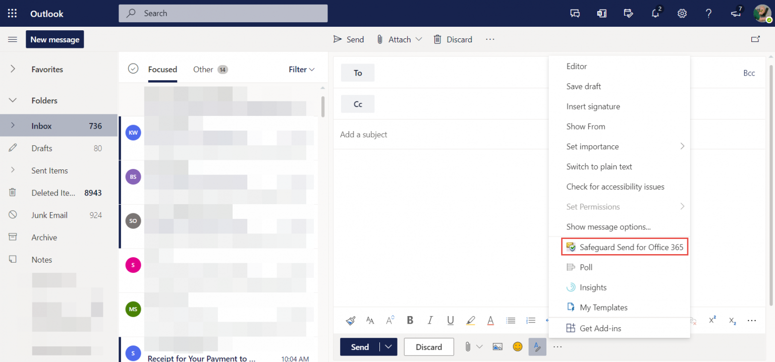 Getting Started with Our Safeguard Send for Office 365 Add-In